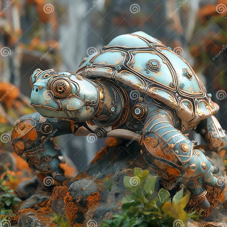 Mechanical Turtle on an Abstract Background. Stock Photo - Image of ...