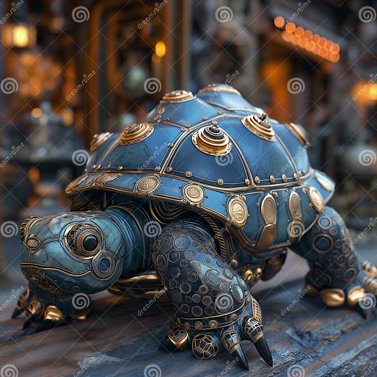 Mechanical Turtle on an Abstract Background. Stock Photo - Image of ...