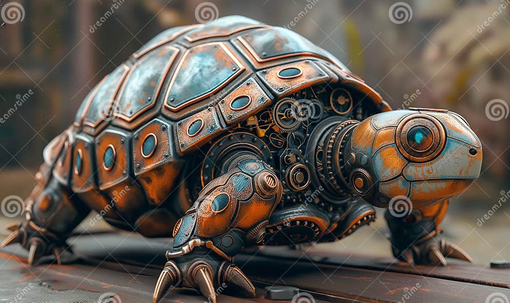 Mechanical Turtle on an Abstract Background. Stock Photo - Image of ...