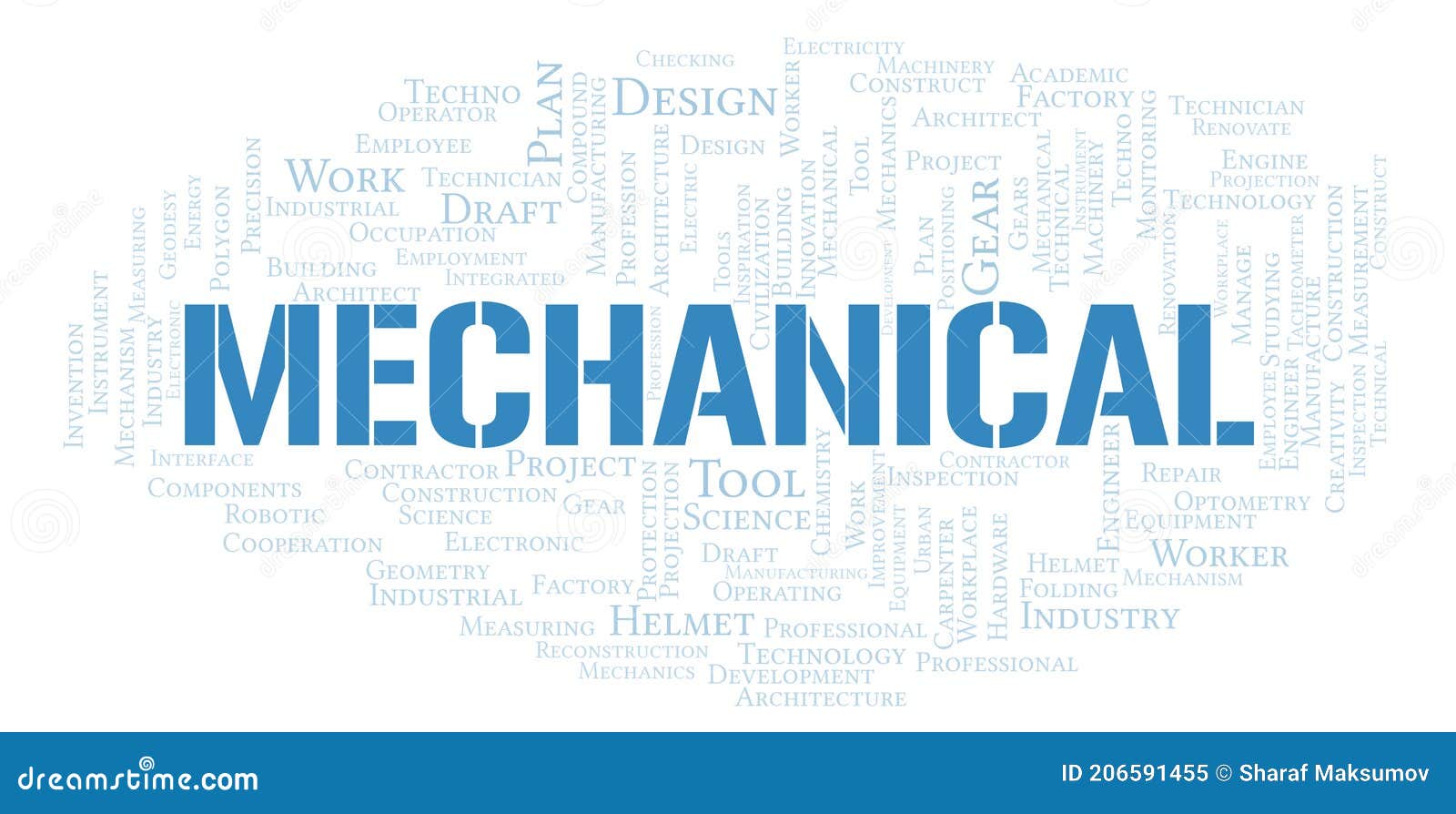 Mechanical Typography Word Cloud Create with the Text only Stock ...