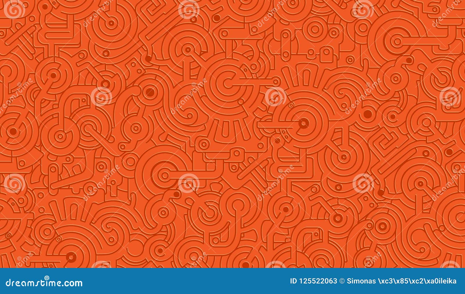 Mechanical Vector Seamless Texture Pattern. Orange. Isolated from the ...