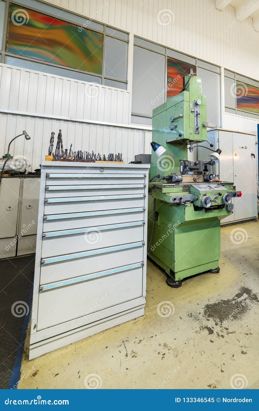 Mechanical Vertical Drilling Machine. Stock Image - Image of retro ...