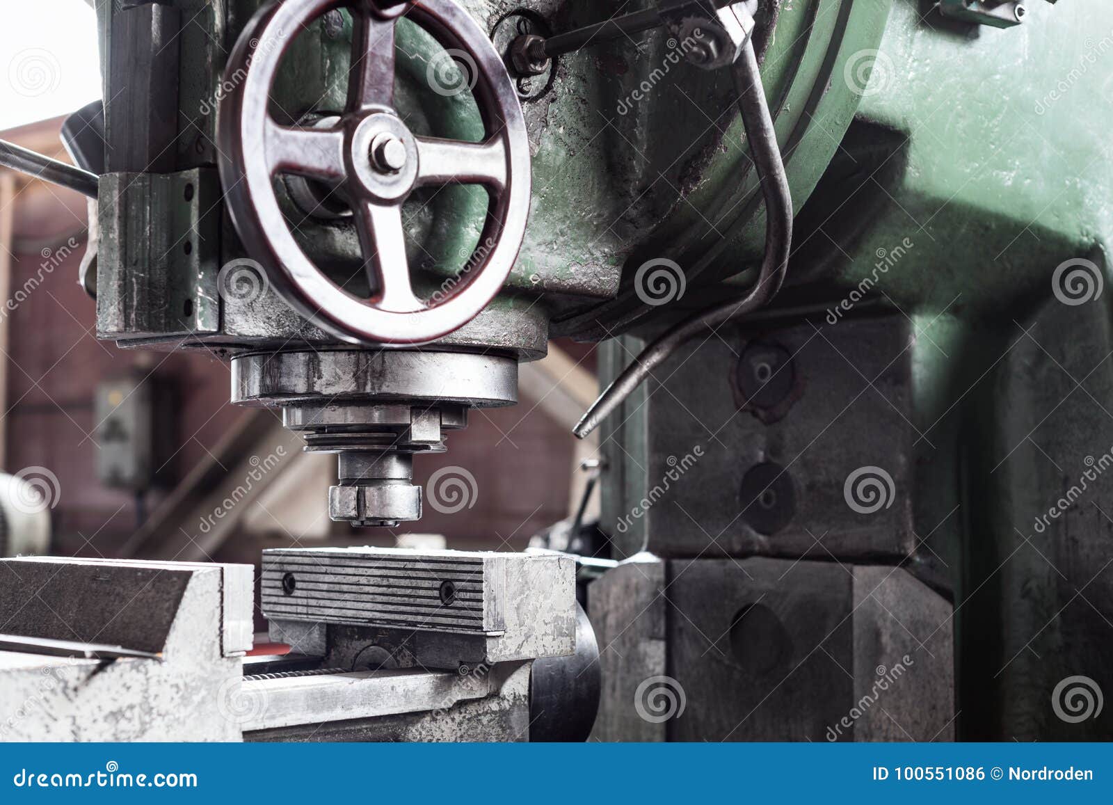 Mechanical Vertical Milling Machine. Stock Photo - Image of workpiece ...