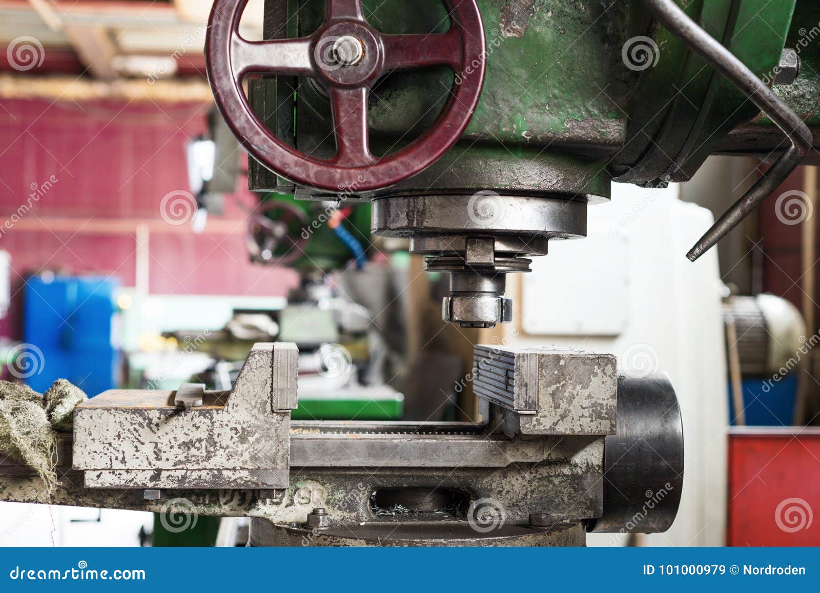 Mechanical Vertical Milling Machine. Stock Image - Image of green ...
