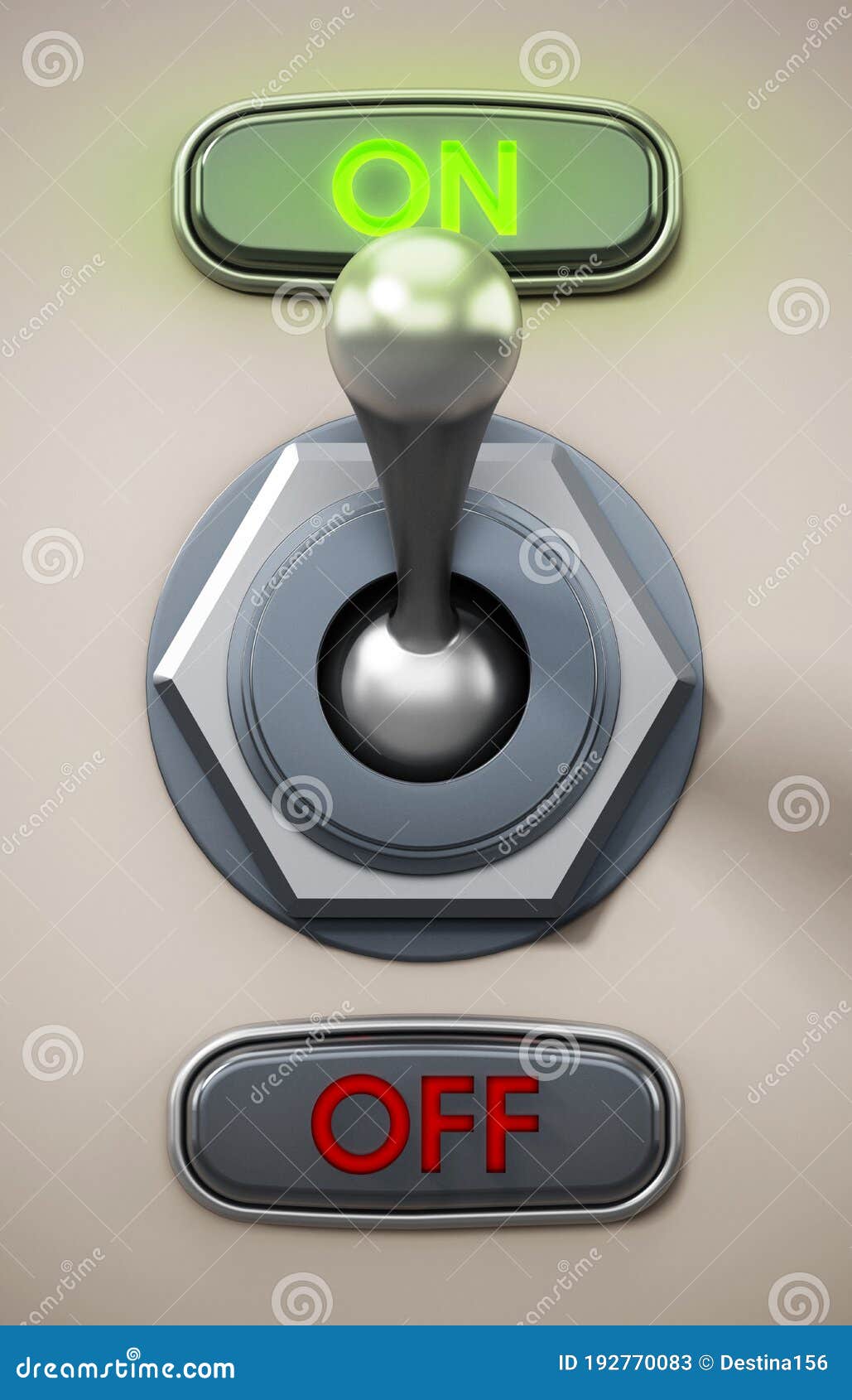 Mechanical Vintage on Off Button. 3D Illustration Stock Illustration ...