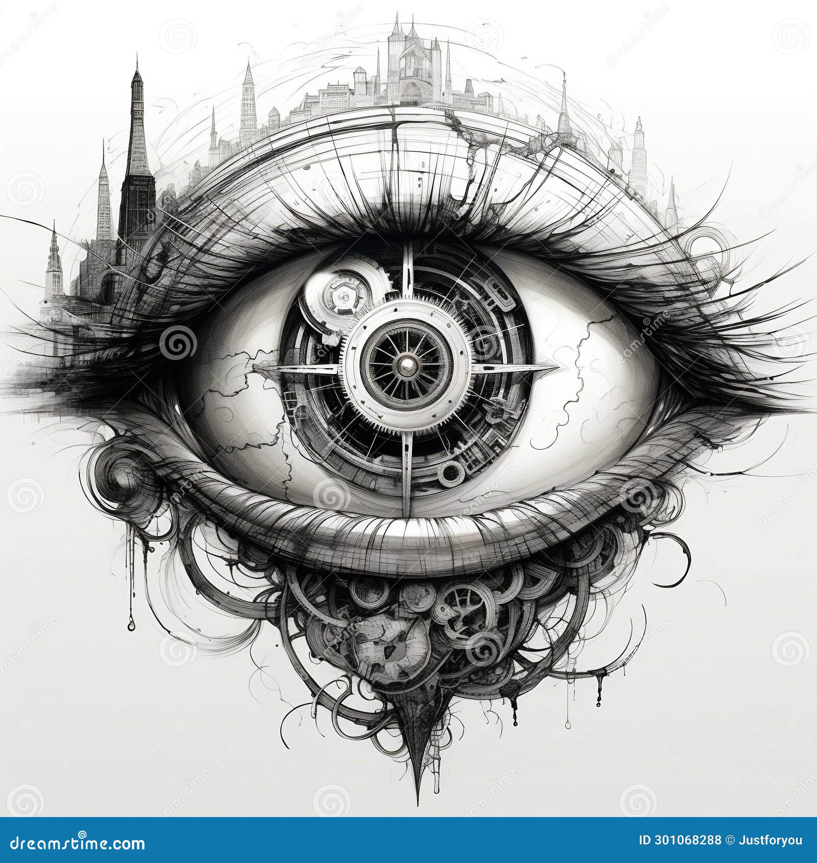 Mechanical Vision Concept Artwork. Generative Ai Stock Illustration ...