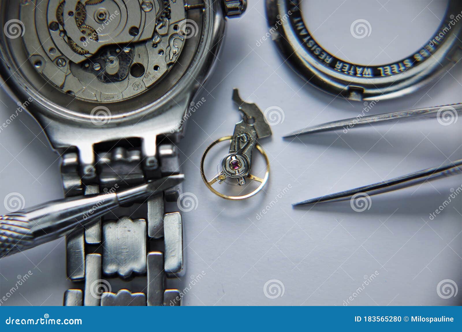Mechanical Watch and Pendulum. Metal Clock Close-up View. Macro. Stock ...