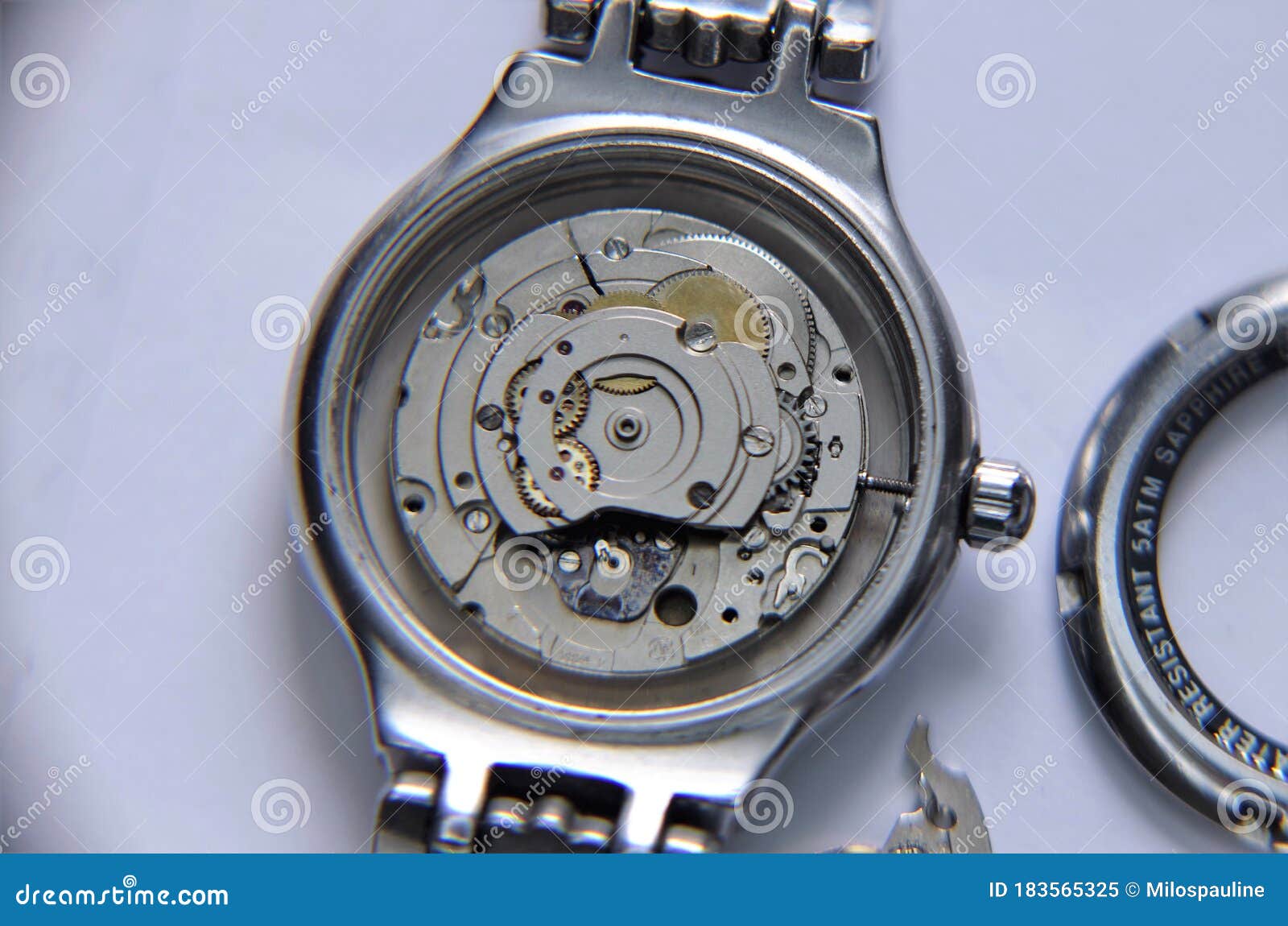 Mechanical Watch and Pendulum. Metal Clock Close-up View. Macro. Stock ...