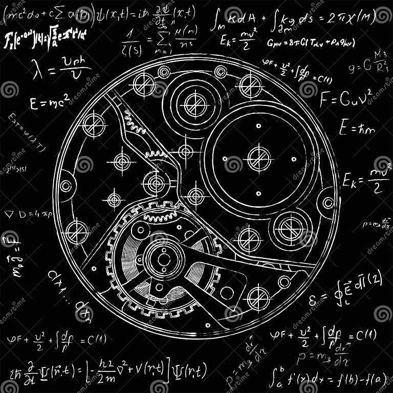 Mechanical Watches Plan with Gears. Drawing of the Internal Device. it ...