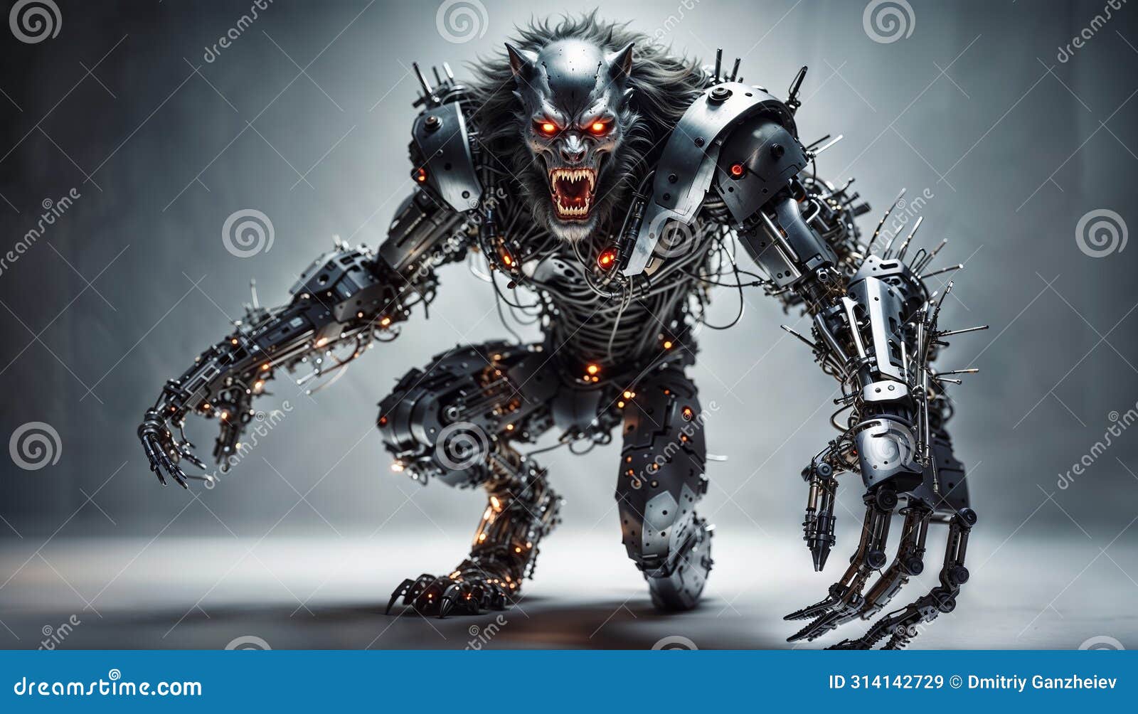 Mechanical werewolf stock illustration. Illustration of science - 314142729