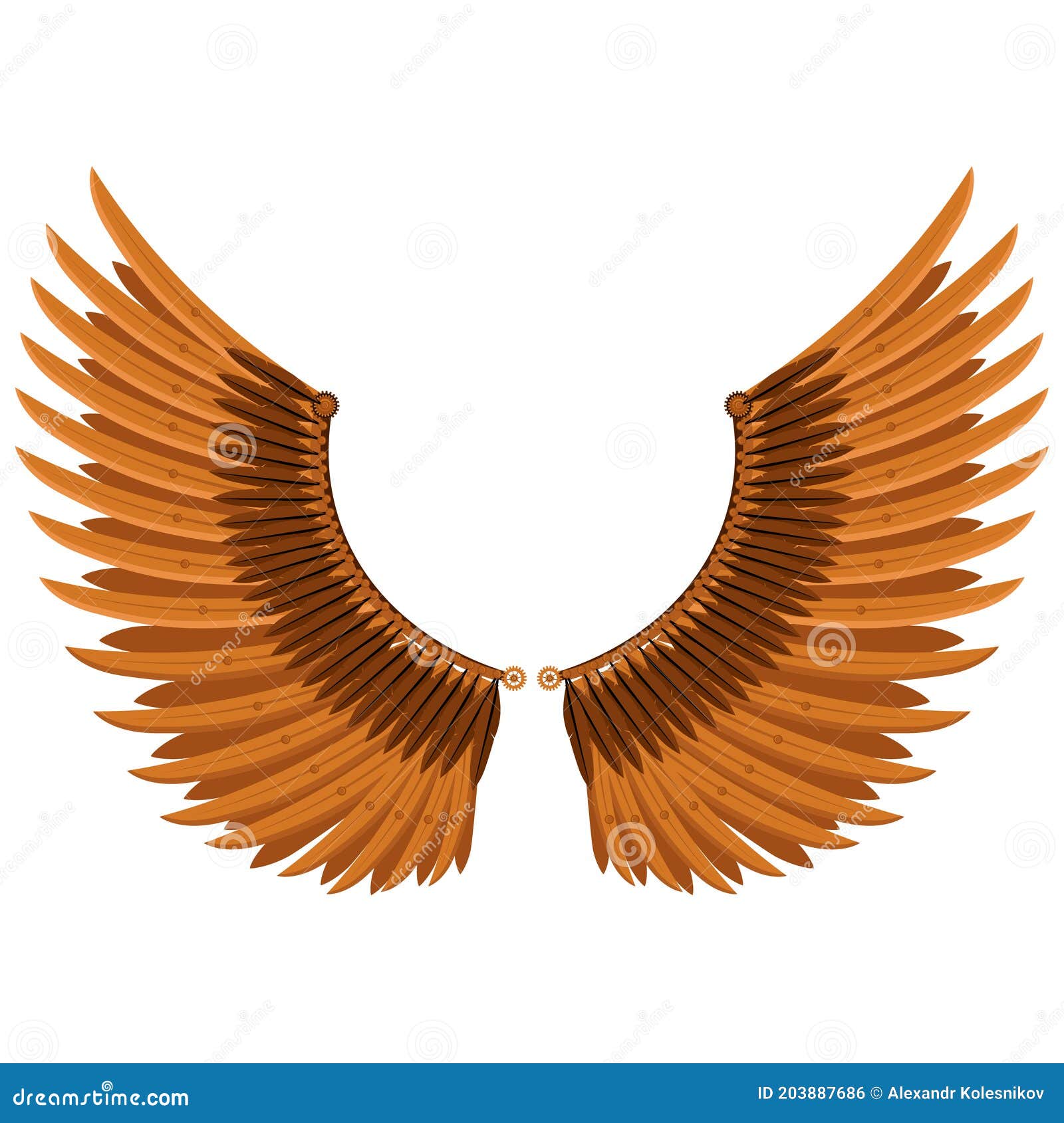 Mechanical Wings in Steampunk Style. Vector Illustration on a White ...