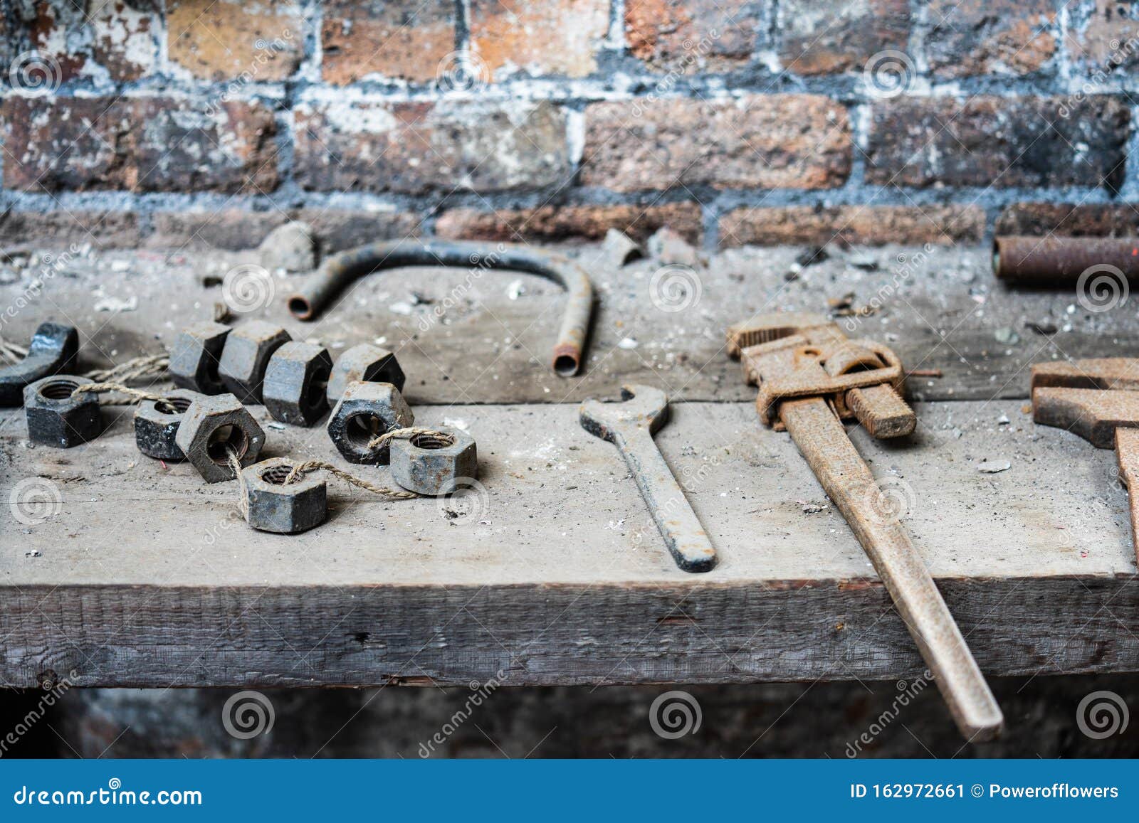 Mechanical Workshop at Old Abandoned Factory. Old Rusty Tools Editorial ...