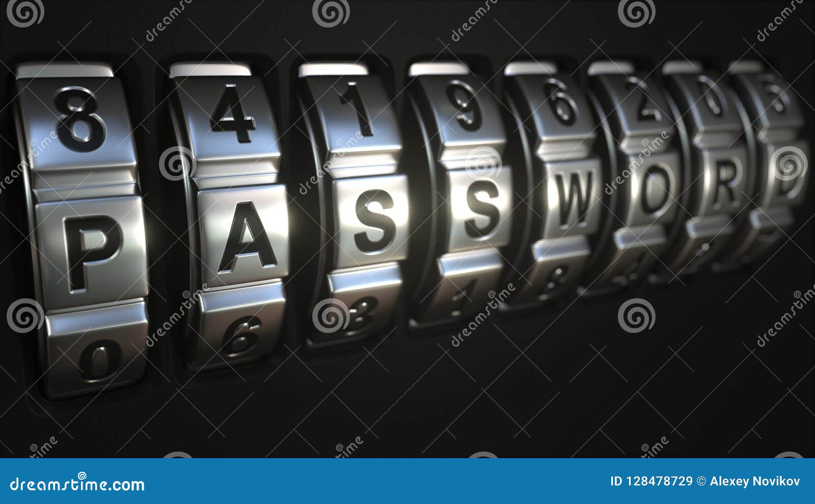 Mechanichal Code Lock Rings Stop Rotation at Word PASSWORD. Secret or ...