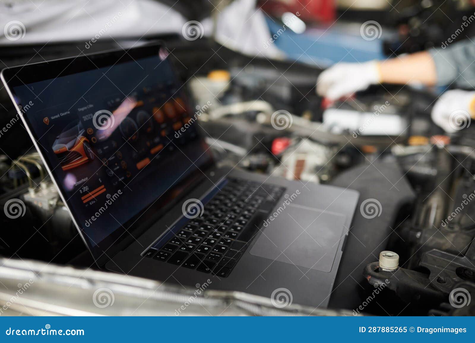 Mechanics Analyzing Car Computer System Stock Image - Image of ...