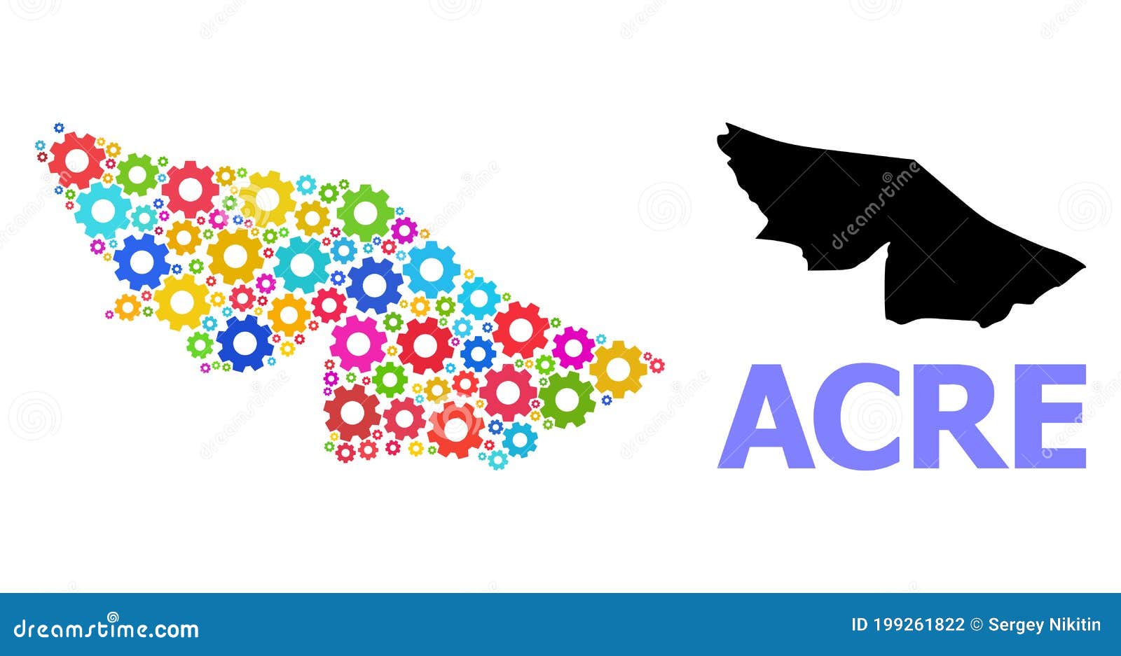 Mechanics Collage Map of Acre State of Multi-Colored Gears Stock Vector ...