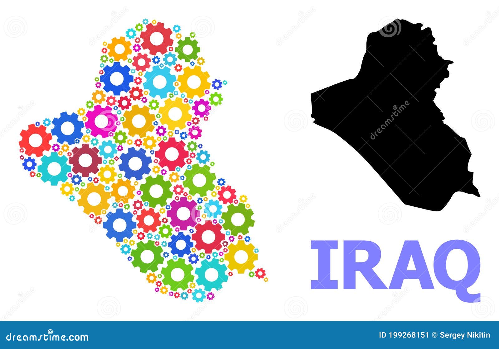 Mechanics Collage Map of Iraq with Multi-Colored Gears Stock Vector ...