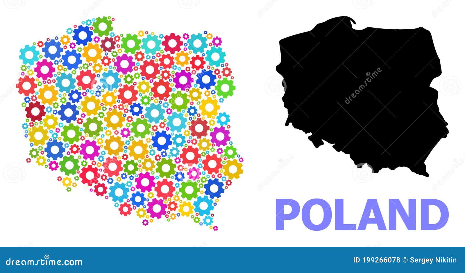 Mechanics Collage Map of Poland of Colorful Gears Stock Vector ...