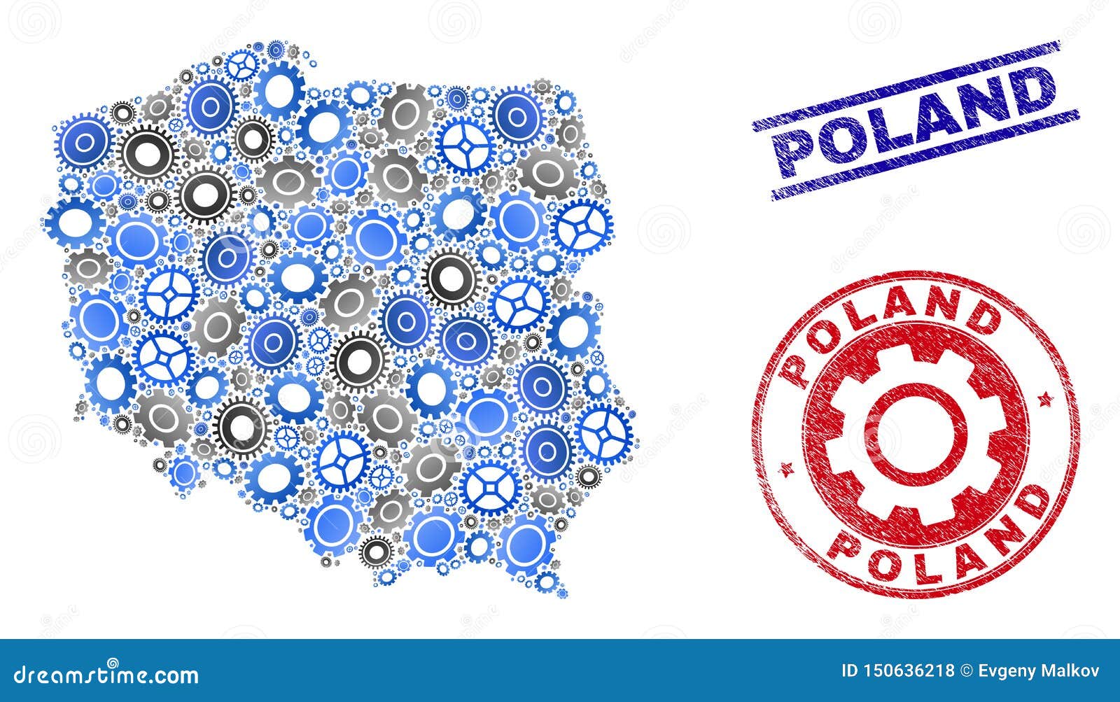 Mechanics Collage Vector Poland Map and Grunge Seals Stock Vector ...