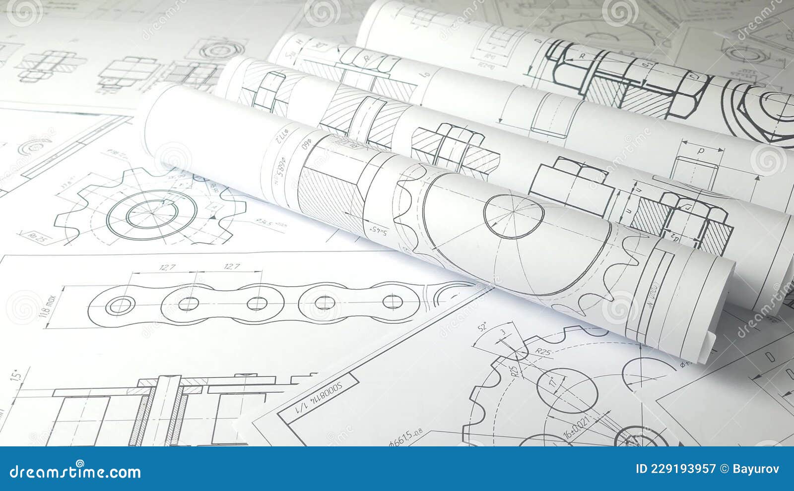 Mechanics Engineering Drawings of Driving Roller Chains Stock Video ...