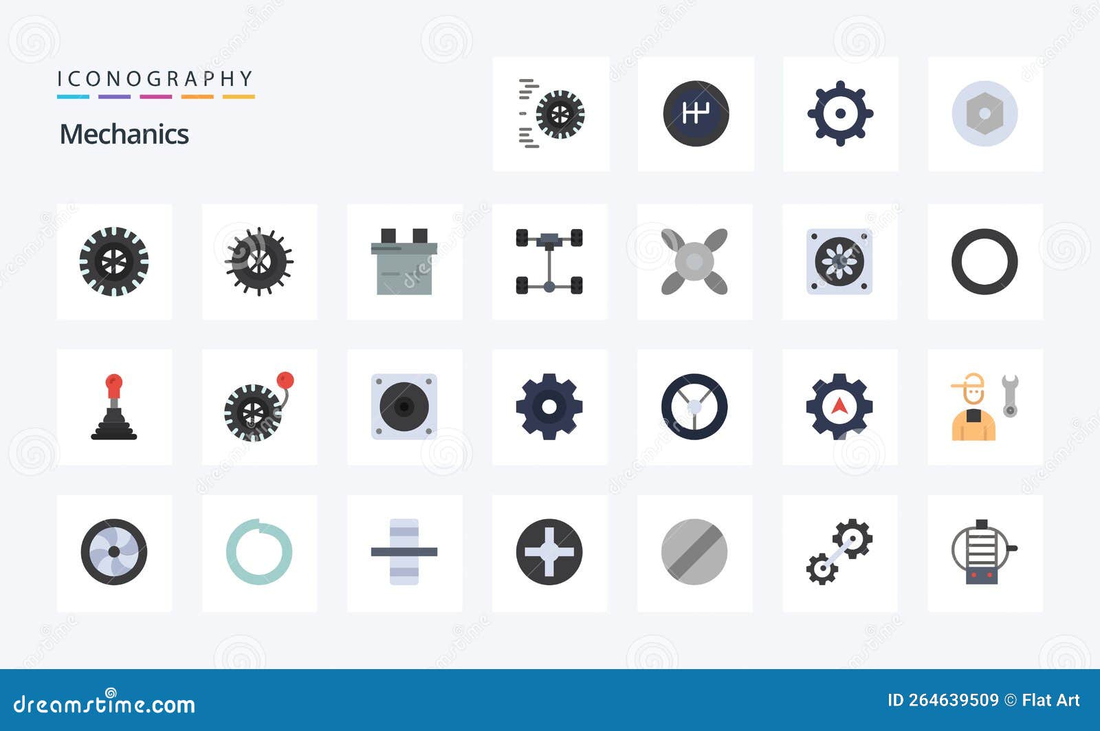 25 Mechanics Flat Color Icon Pack. Vector Icons Illustration Stock ...