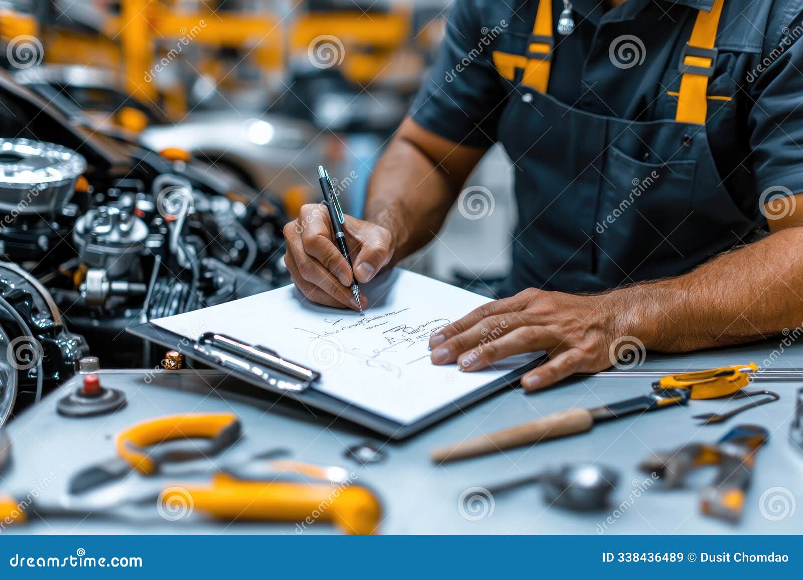 Mechanics Hands Skillfully Sketching Designs on Paper, Surrounded by ...