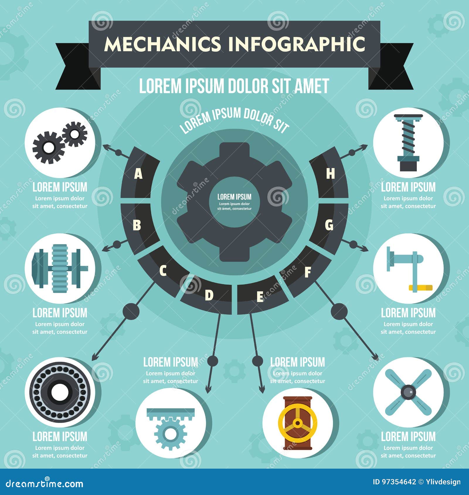 Mechanics Infographic Concept, Flat Style Stock Vector - Illustration ...