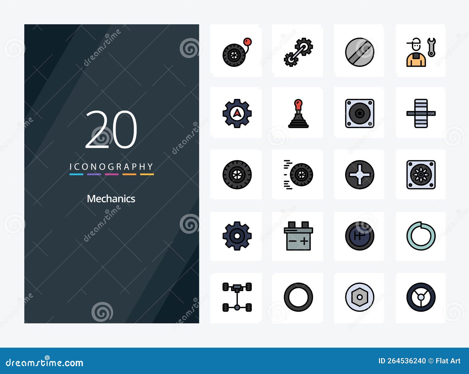 20 Mechanics Line Filled Icon for Presentation Stock Vector - Illustration of pressure, auto ...