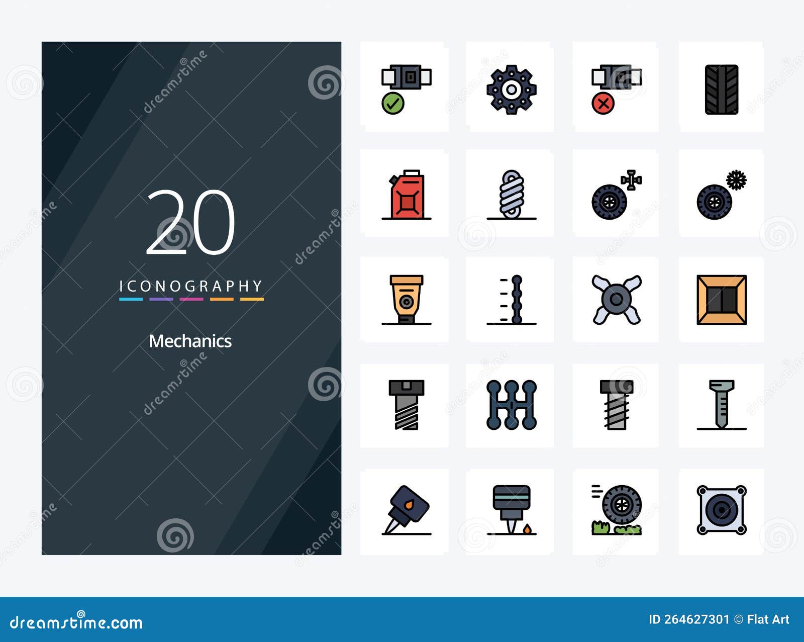 Mechanics Line Icons Collection. Physics, Dynamics, Kinetics, Motion, Movement, Force, Energy ...