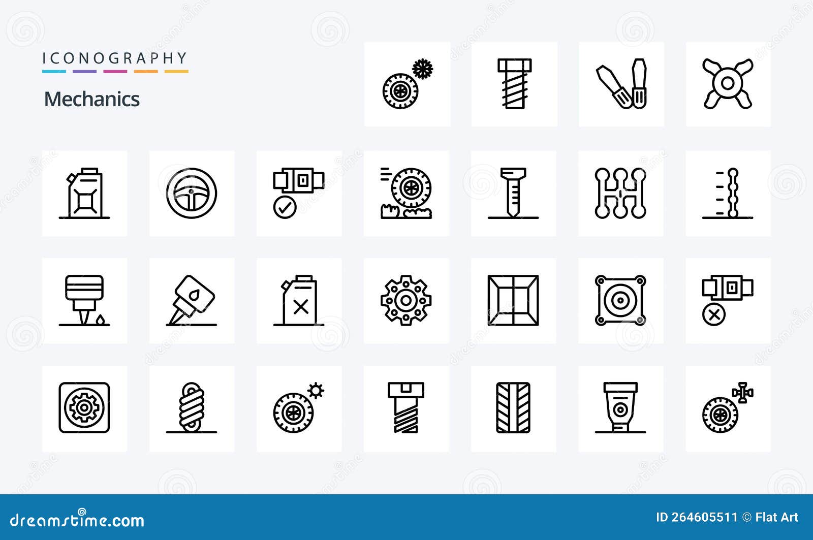 Mechanics Line Icons Collection. Physics, Dynamics, Kinetics, Motion ...