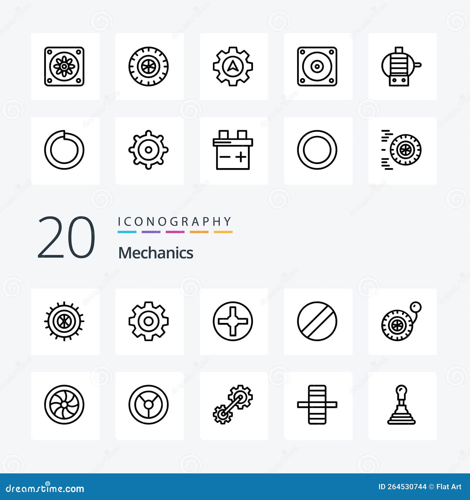 Mechanics Line Icons Collection. Physics, Dynamics, Kinetics, Motion ...