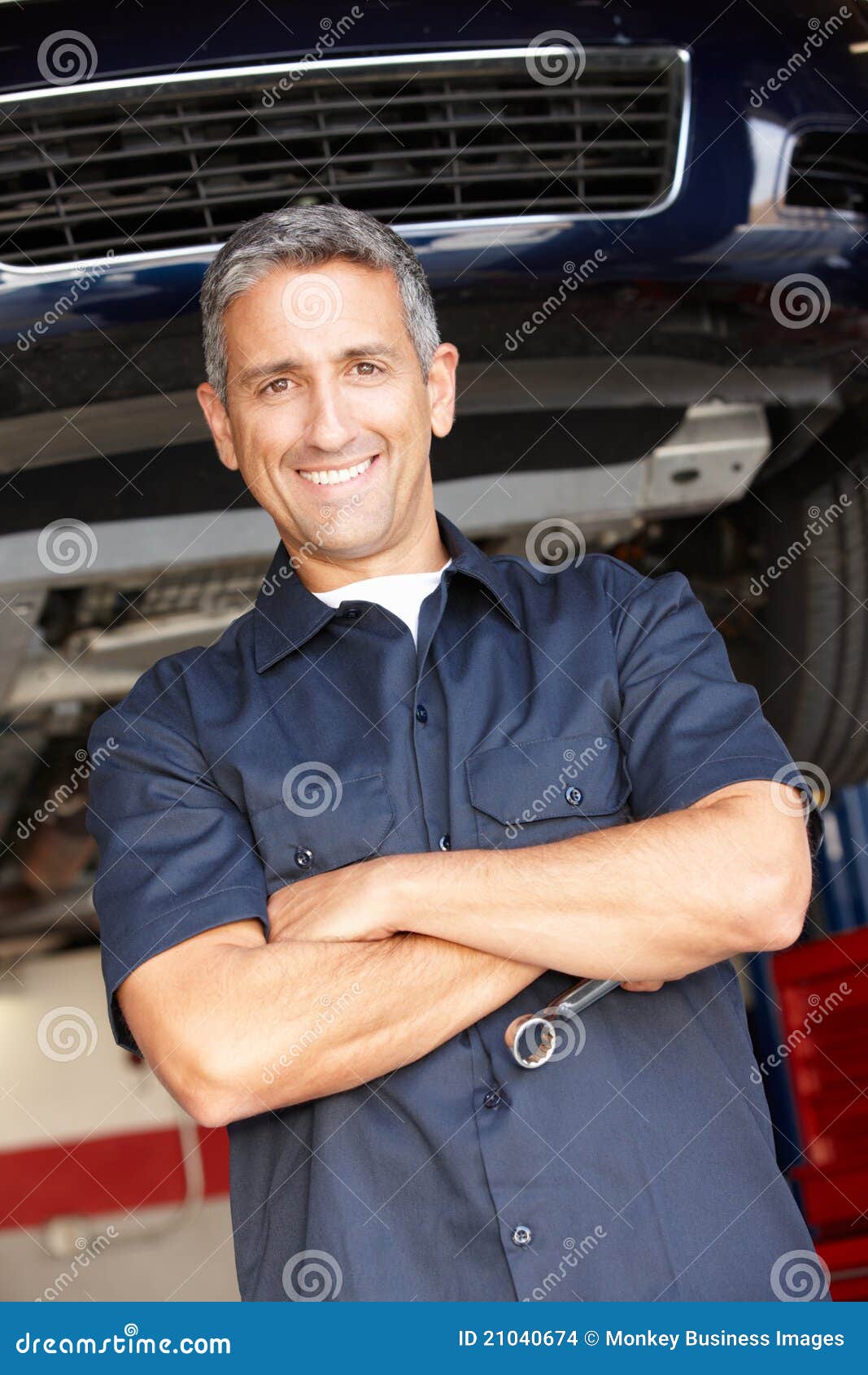 Mechanics Standing in Front of Car Stock Photo - Image of portrait ...