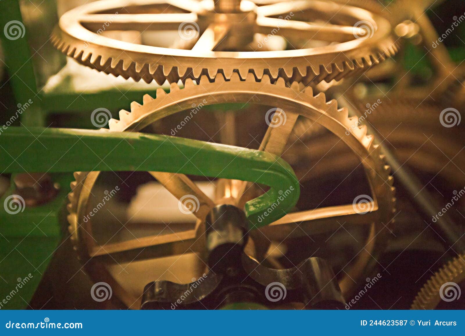 The Mechanics of Time. Closeup Shot of the Inner Workings of a Clock ...