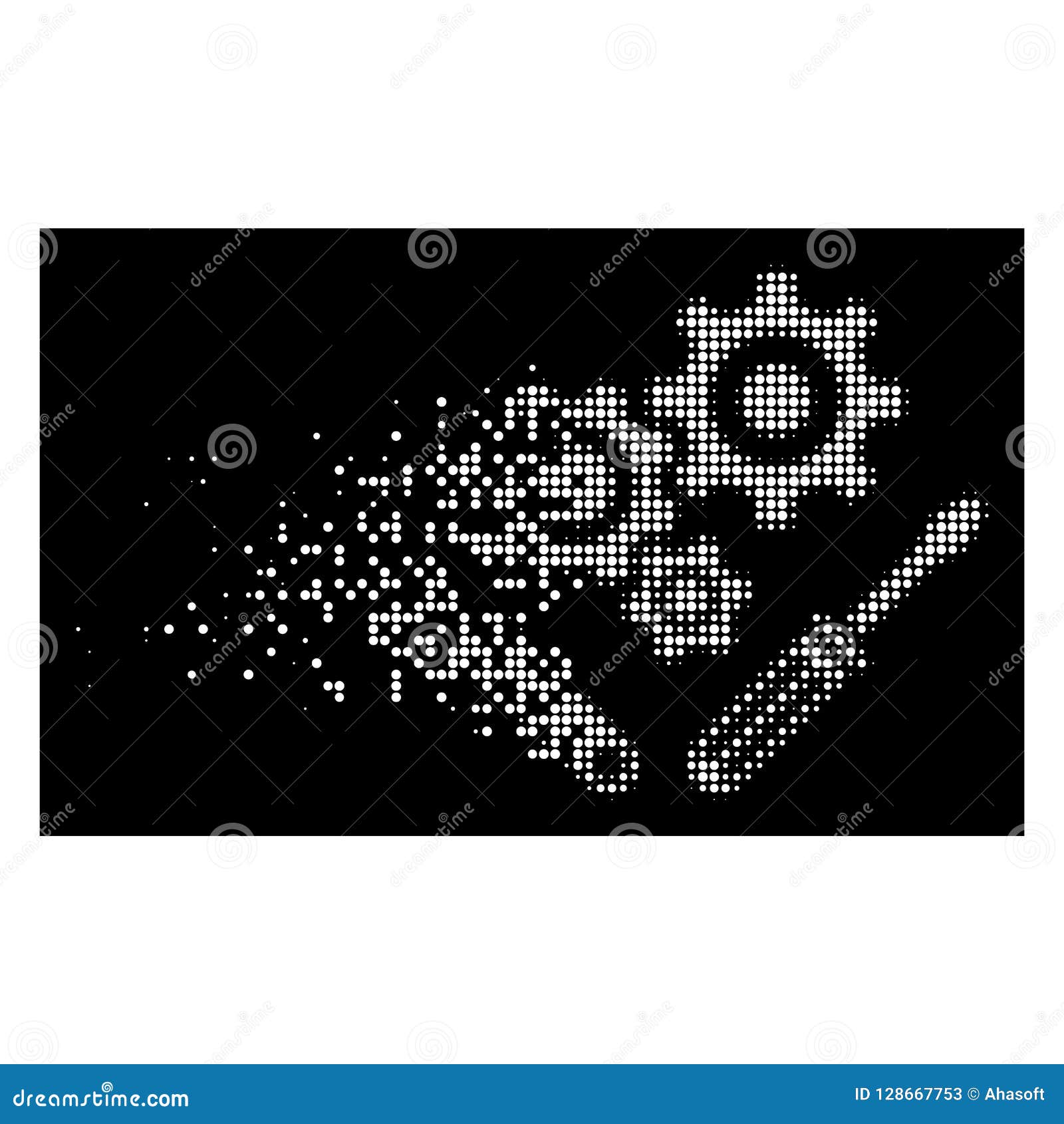 White Shredded Dot Halftone Mechanics Tools Icon Stock Vector ...