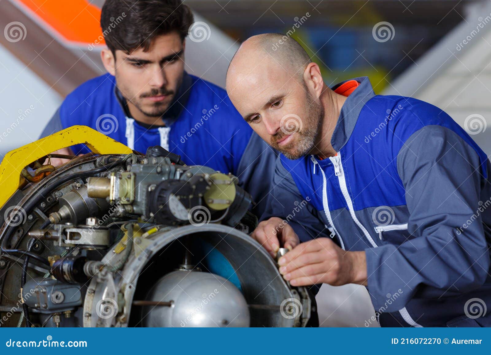 Mechanics in Uniform Repairing Car Engine Stock Photo - Image of ...