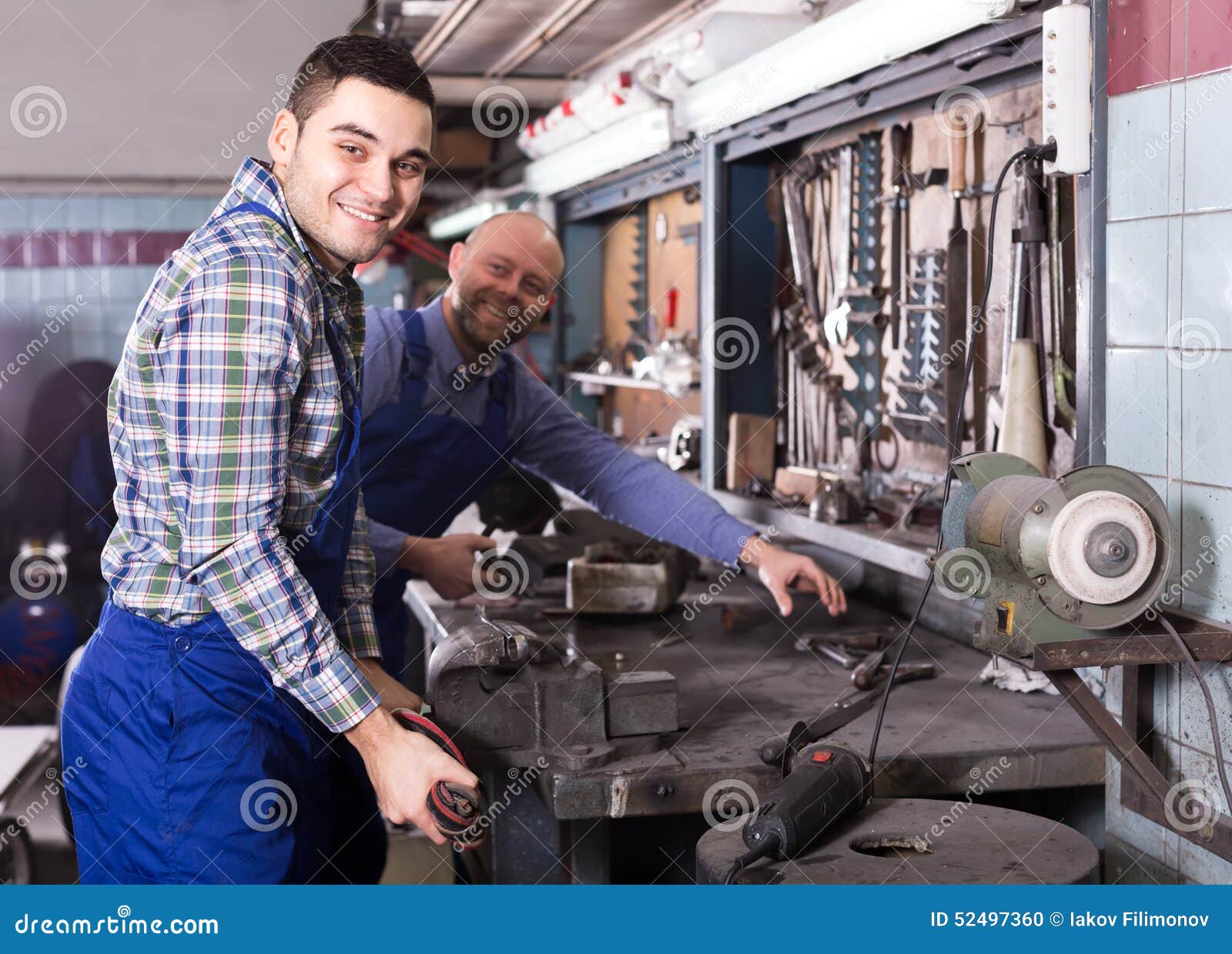 Mechanics Working with Tools Stock Photo - Image of equipment, overalls ...