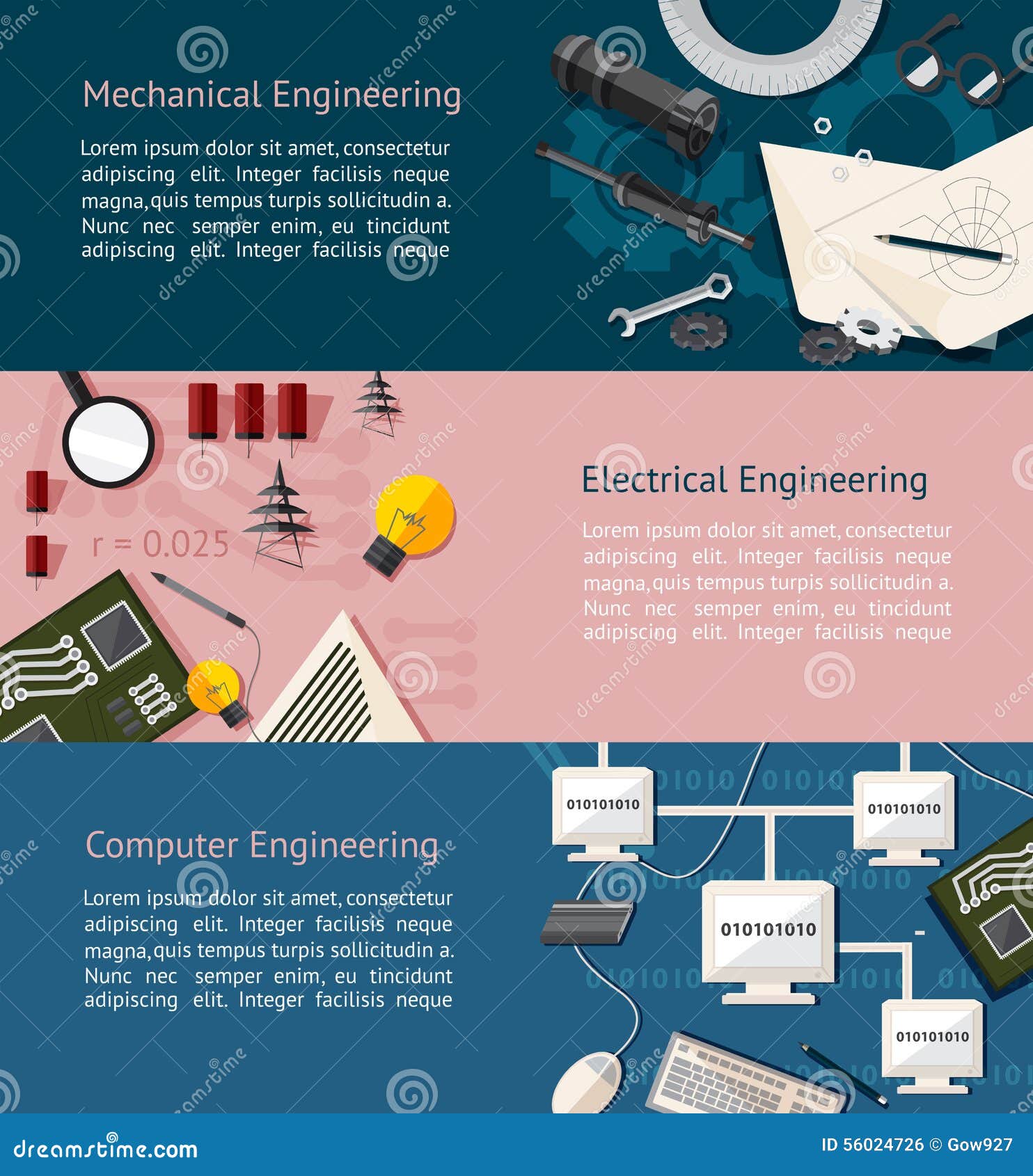 Mechanisch, Eletrical, Computertechnikbildung Infographic Vektor ...