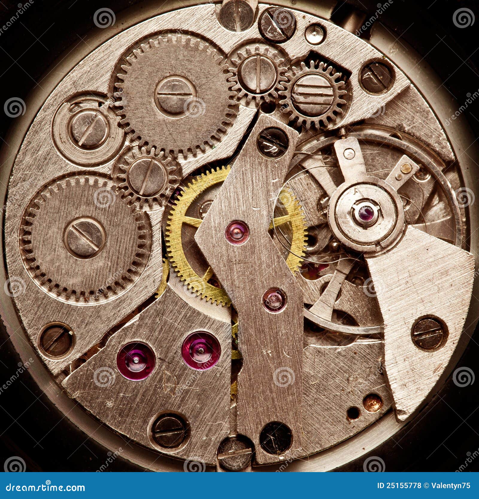 Mechanisch uurwerk. stock foto. Image of staal, binnenlands - 25155778