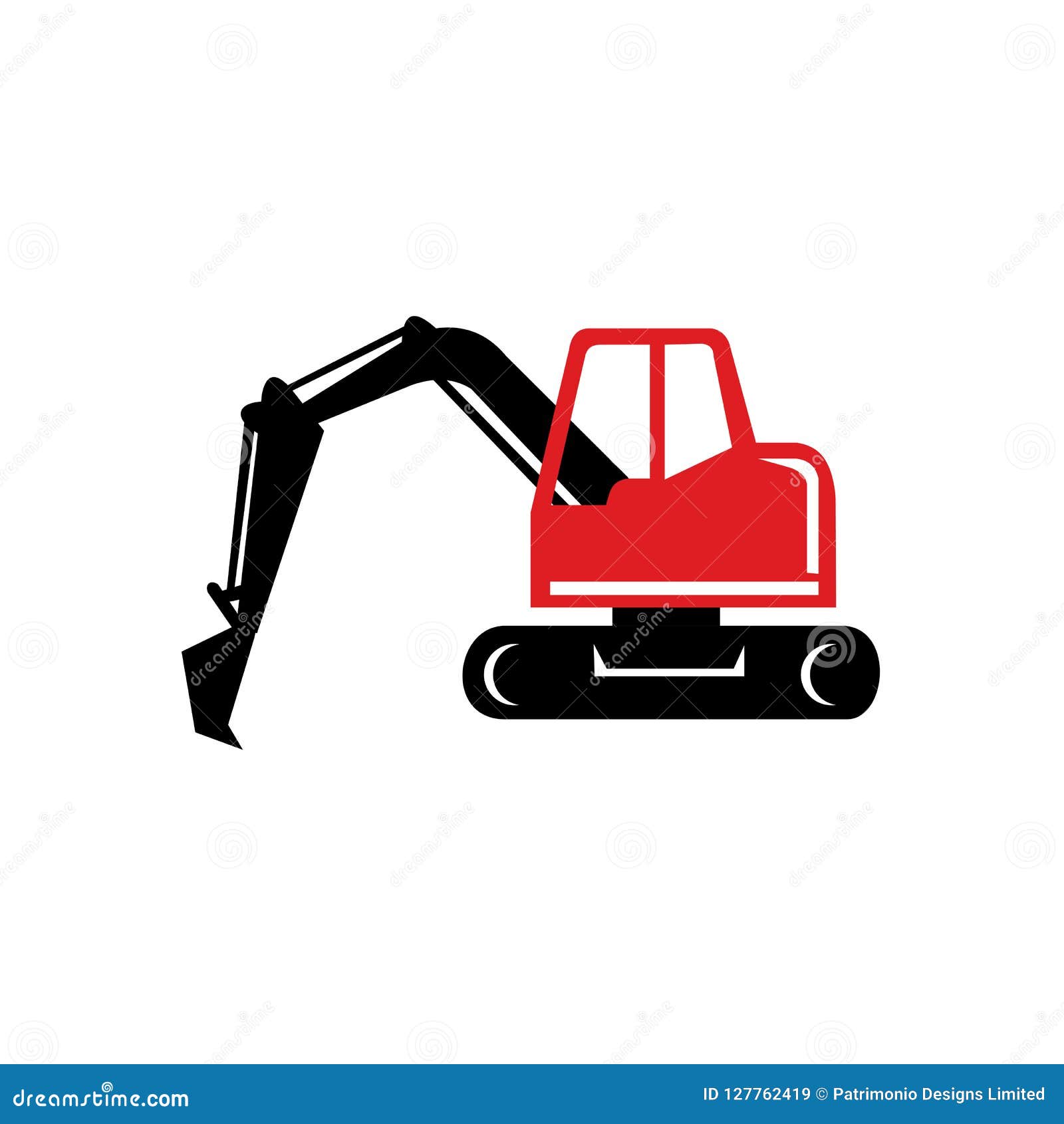Mechanischer Bagger Digger Retro Icon Vektor Abbildung - Illustration ...