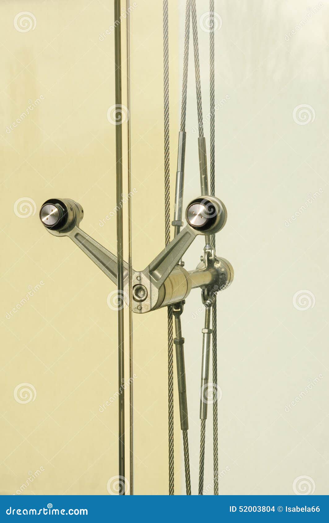 Mechanism for Attaching the Glass Panel Wall Stock Photo - Image of ...
