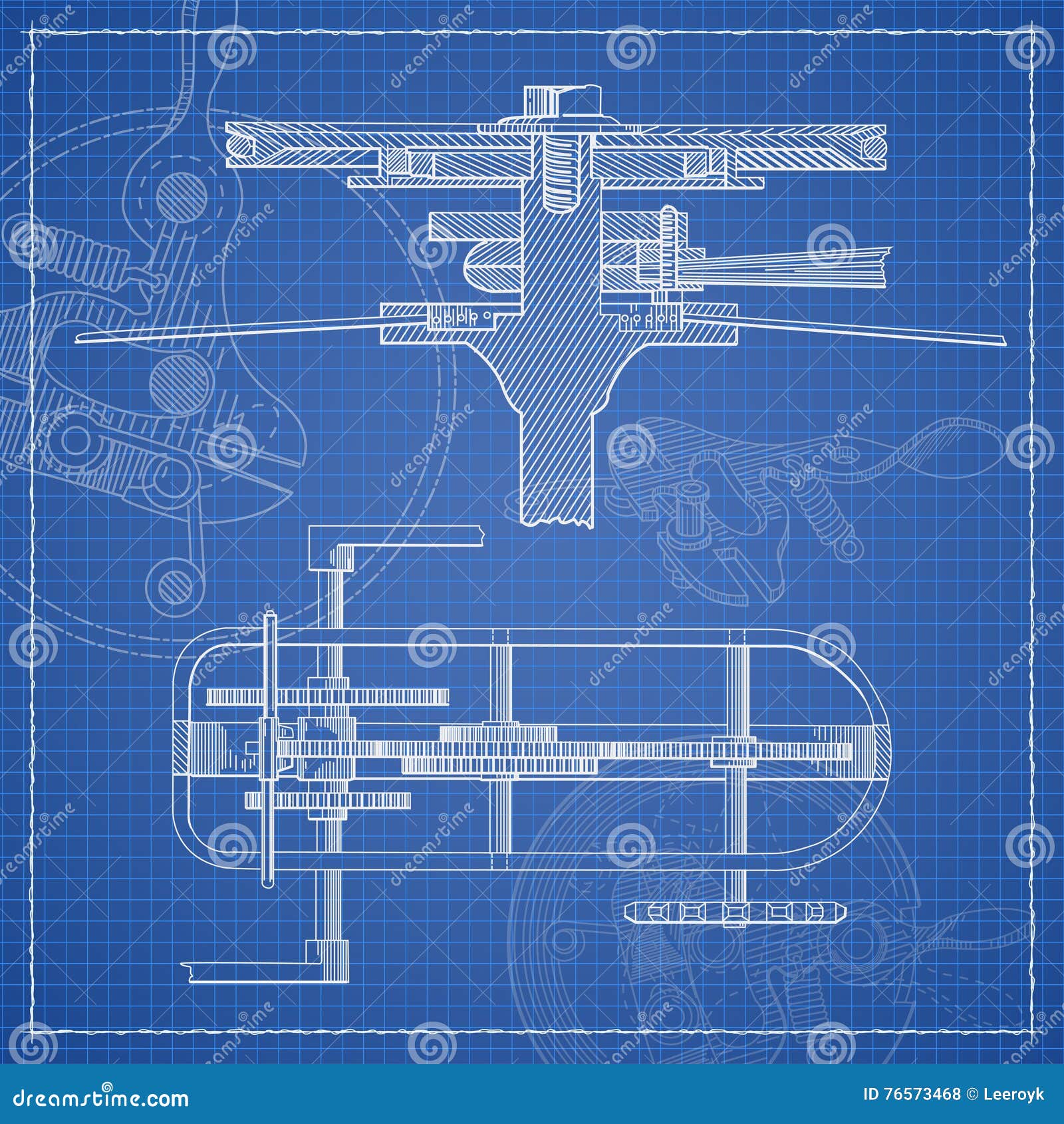 Cog Blueprint Stylized Draft Vector Illustration | CartoonDealer.com ...