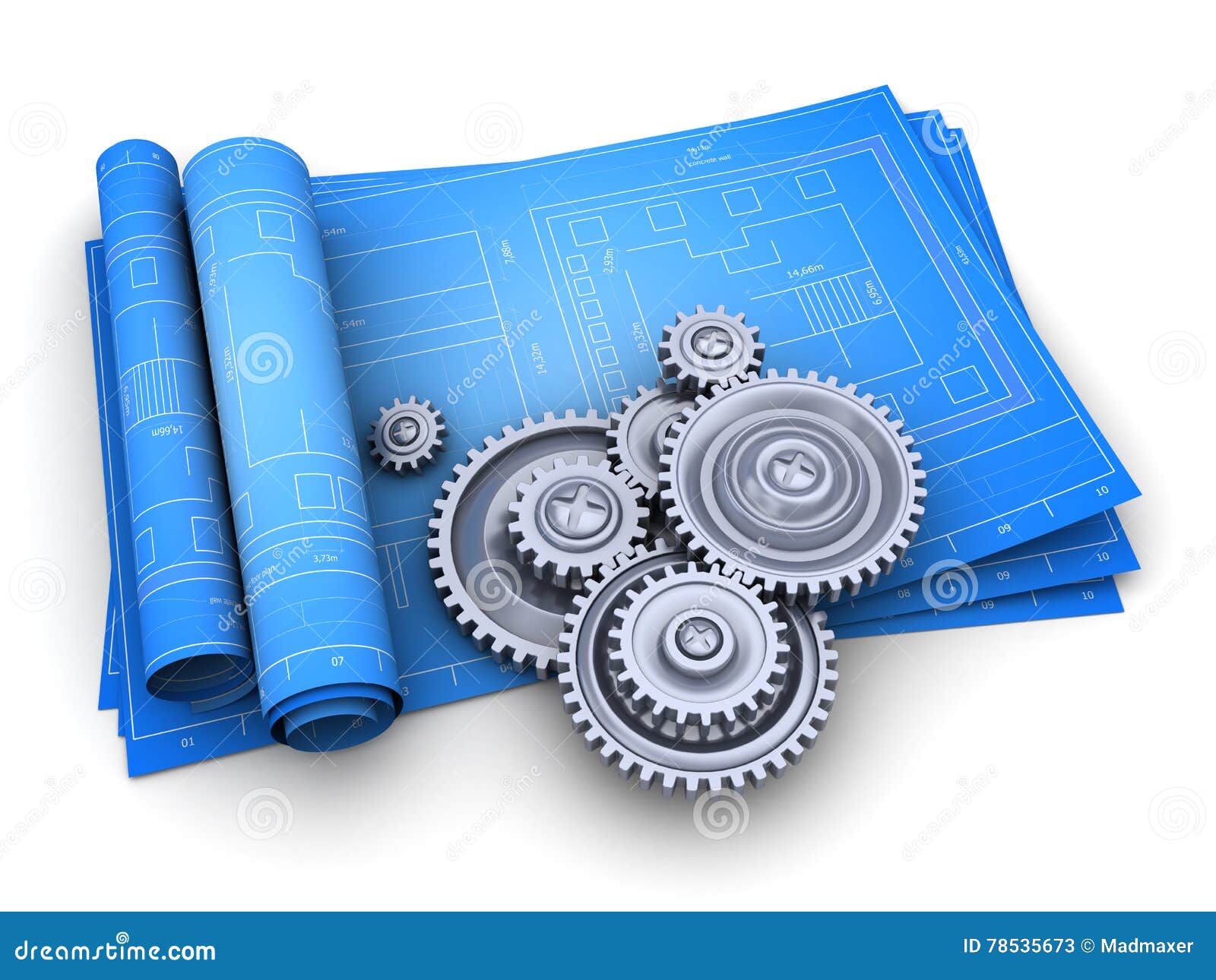 Mechanism blueprints stock illustration. Illustration of drawing - 78535673