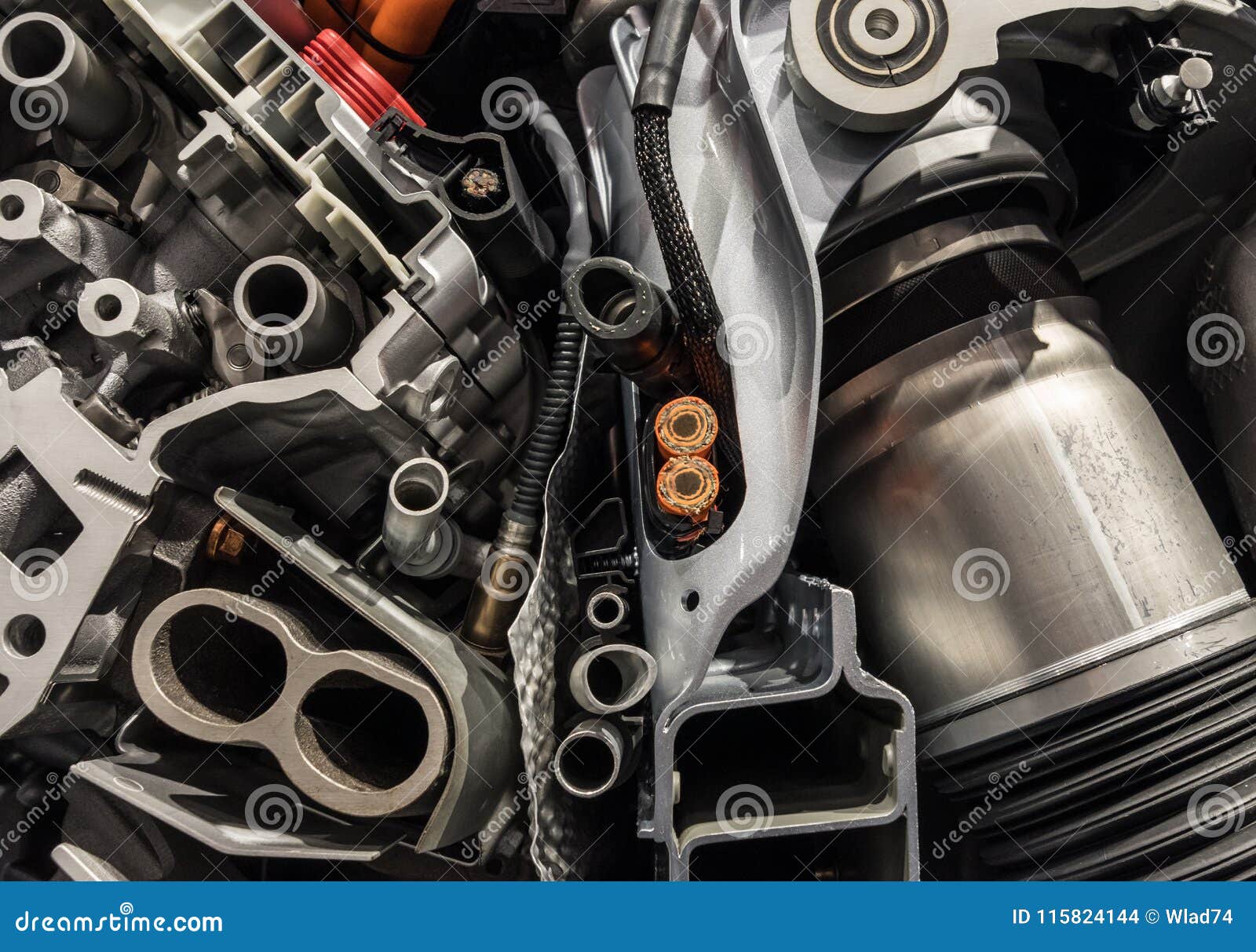 Mechanism of Engine in a Modern Car Stock Photo - Image of detail ...