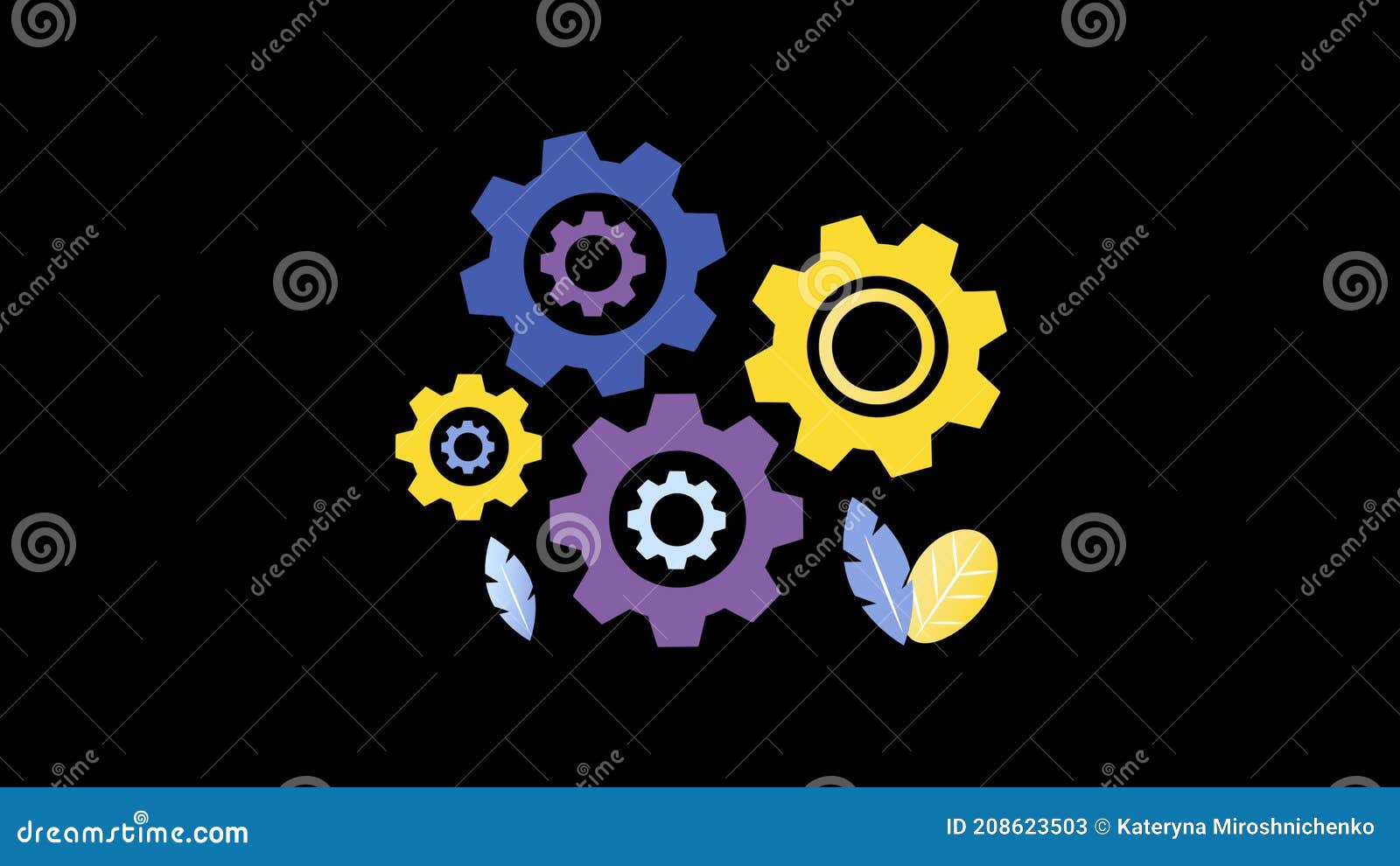 Mechanism Gears Close Rotating Motion Graphic. Gears Turning Process ...
