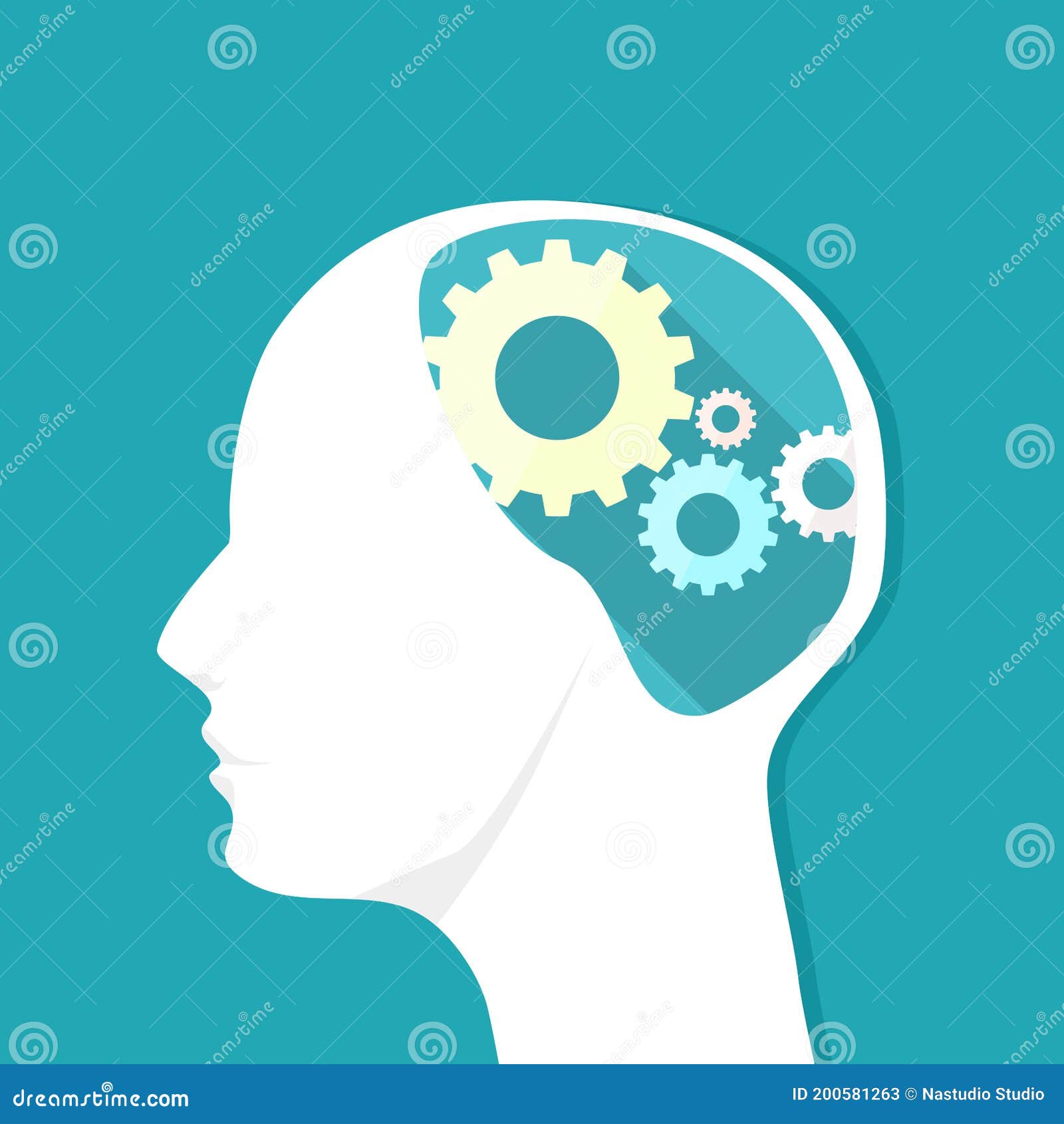 Mechanism in the Human Head. Thinking Process of the Human Brain Stock ...