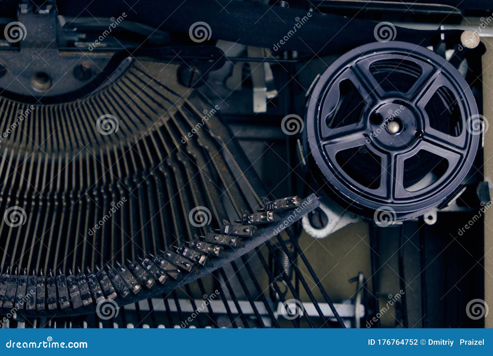 Mechanism and Keyboard of an Old Typewriter with a Film Coil Stock ...
