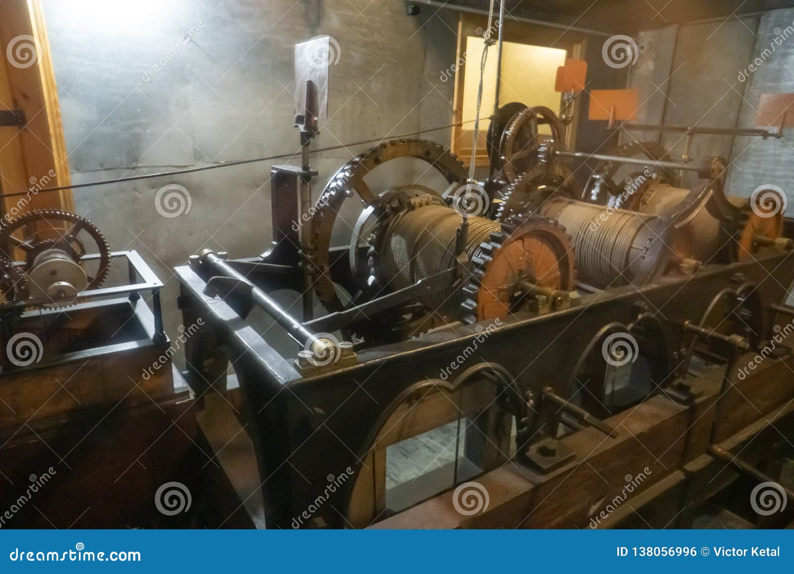 Mechanism of the Old Clock Tower Inside. Stock Photo - Image of design ...