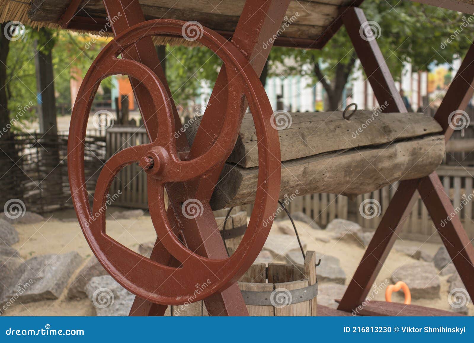 The Mechanism for Raising Water from the Well. Stock Photo - Image of ...