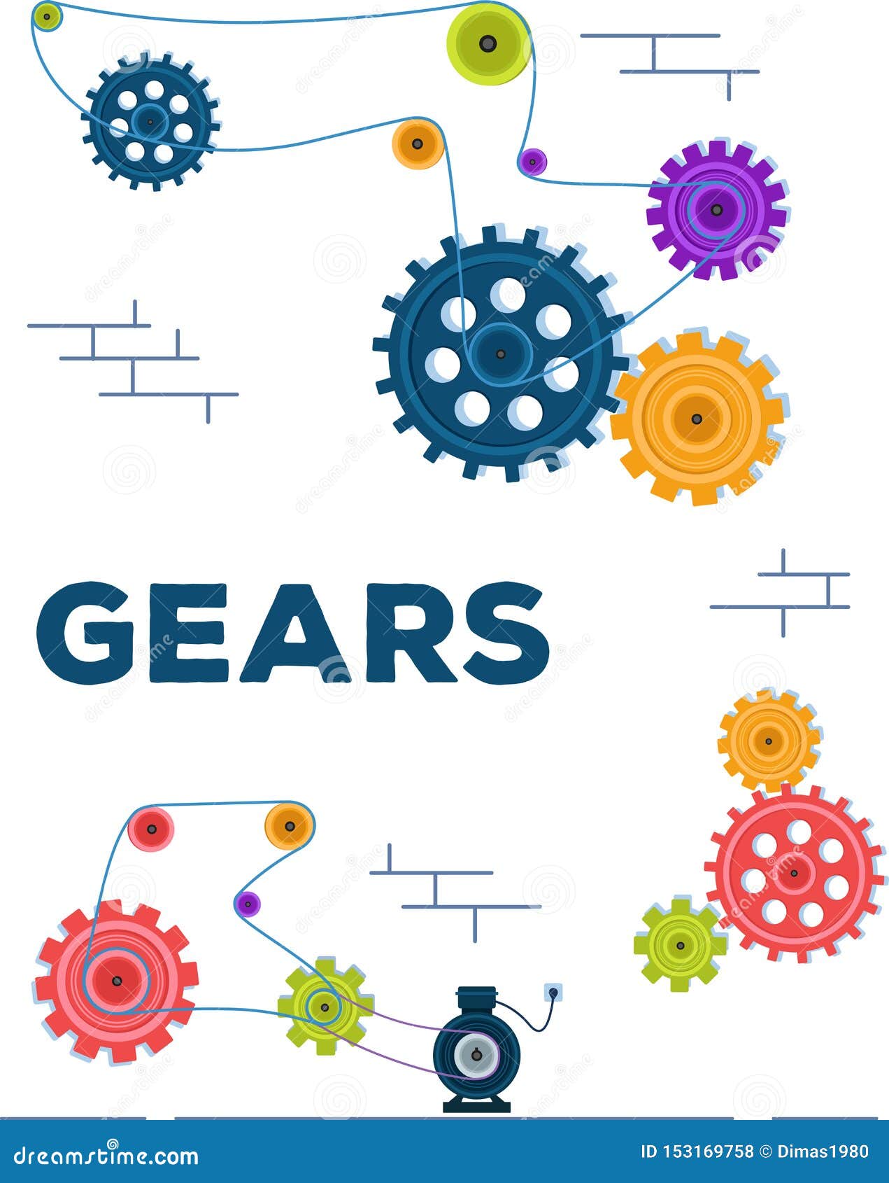 Mechanism from Rotating Gears and Cogs Stock Vector - Illustration of ...