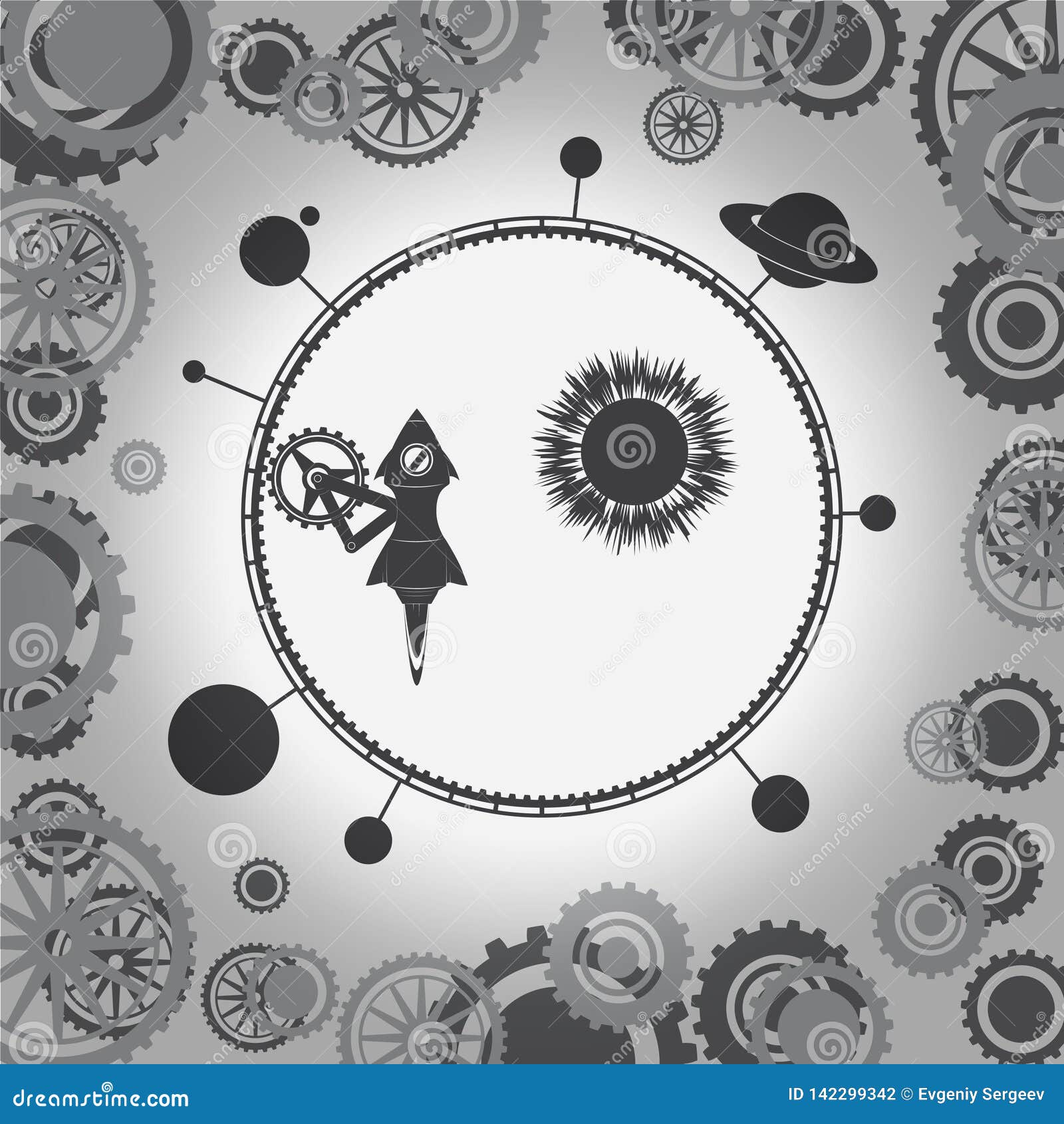 The Mechanism is Rotating the Universe with Planets Around the Rocket ...