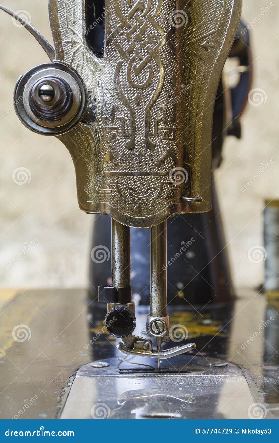 The Mechanism of the Sewing Machine. Stock Image - Image of black ...